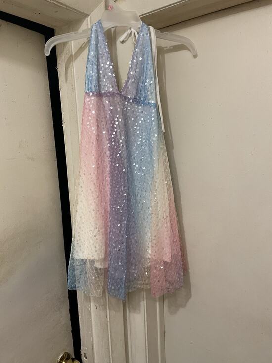 Unbranded | Dresses | Girls Pastel Rainbow Sequin Halter Dress Size ...